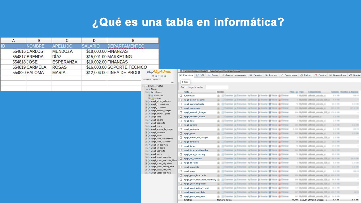 A qué se le llama tabla en el ambito informatico - Modelo Canvas